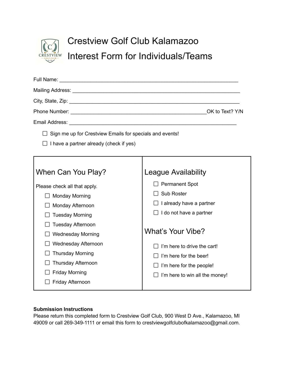 Leagues - Crestview Golf Club and Bar - Kalamazoo, MI